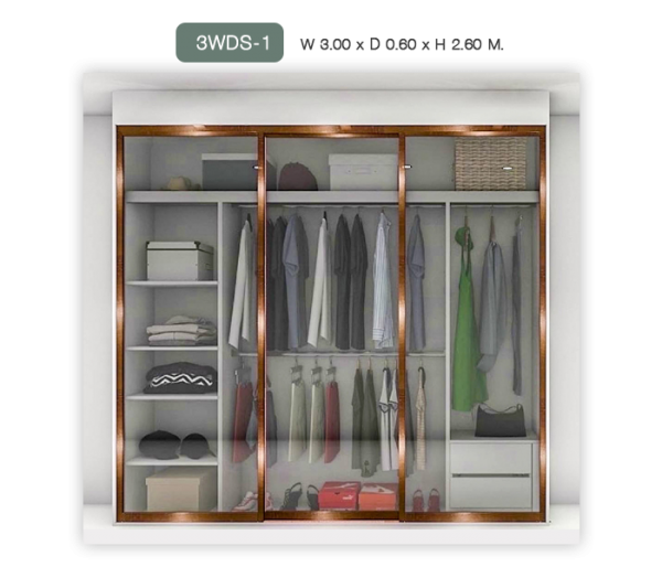 ตู้เสื้อผ้าบิ้วอินบานเลื่อน3WDS-1 – Datahomeproducts